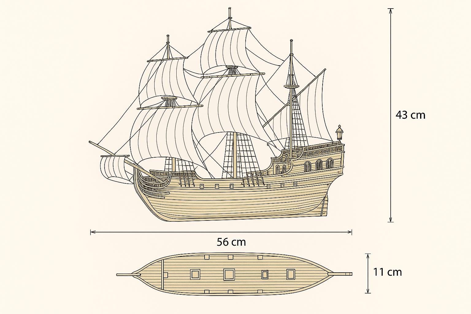 Spanish Galleon Ship Model Plan PDF – Printable DIY Blueprint for ...