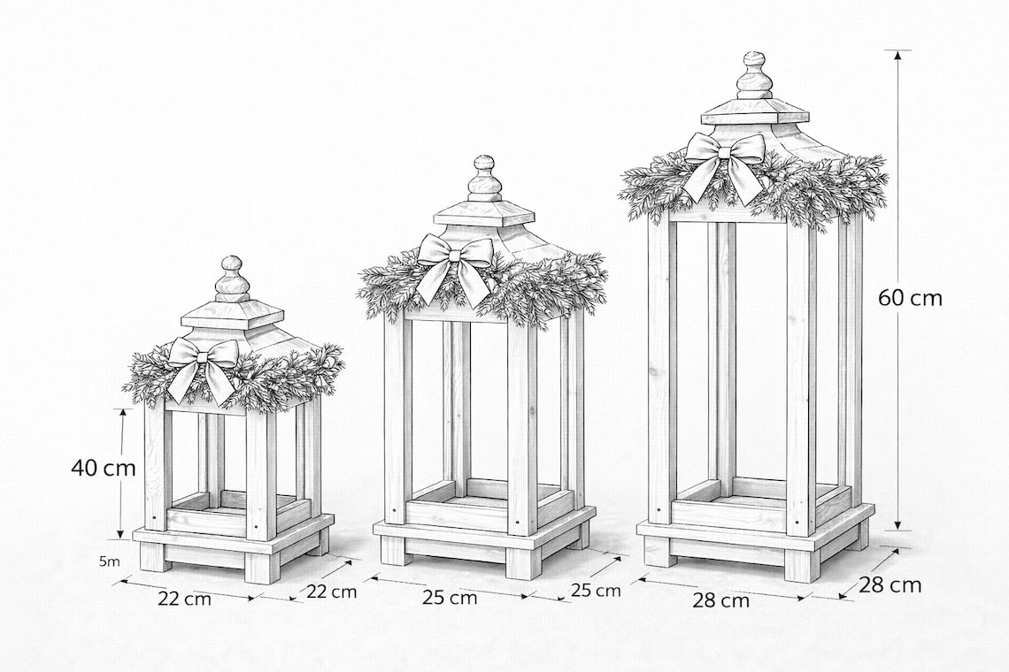 Wooden Christmas Lantern Set Plans – DIY Holiday Lantern Woodworking ...