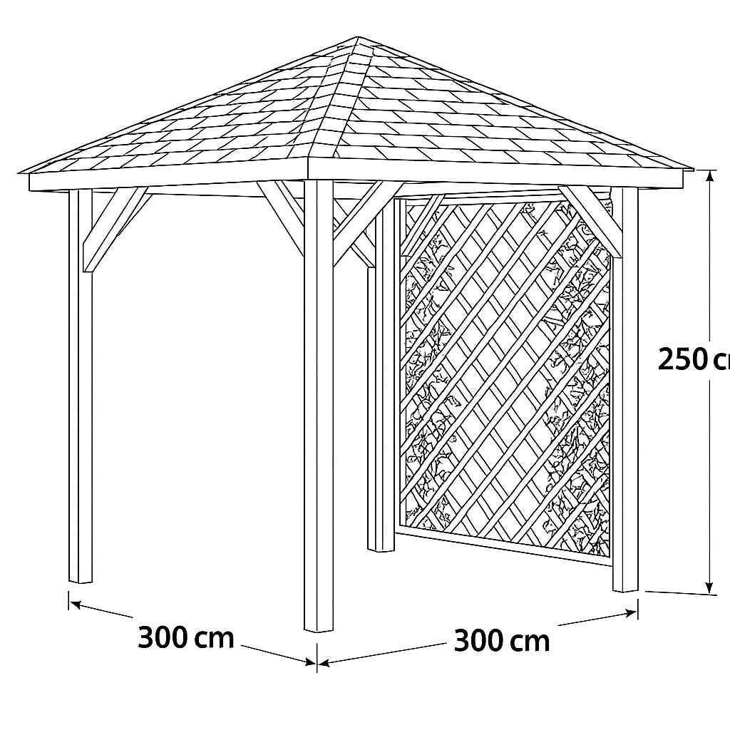 DIY Garden Gazebo Plan – Wooden Pergola With Shingle Roof – Printable ...