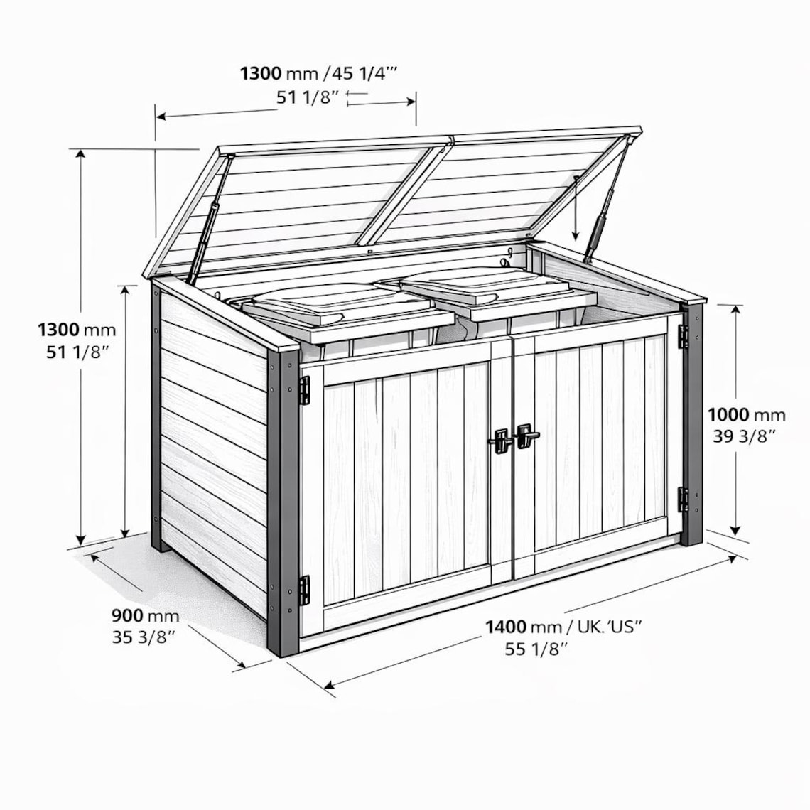 Trash Bin Enclosure Plans – Diy Wooden Double Bin Storage Woodworking ...