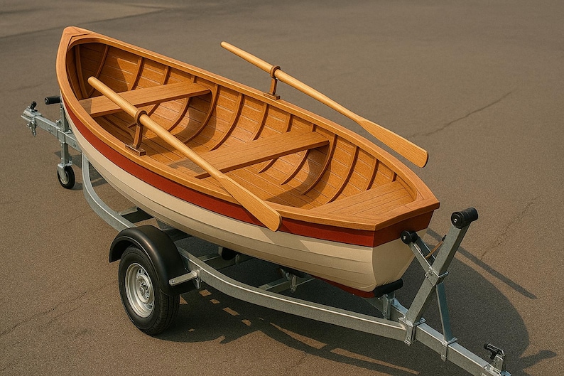 Retro Wooden Rowboat Plan – DIY Painted Canoe Style Boat – Printable ...