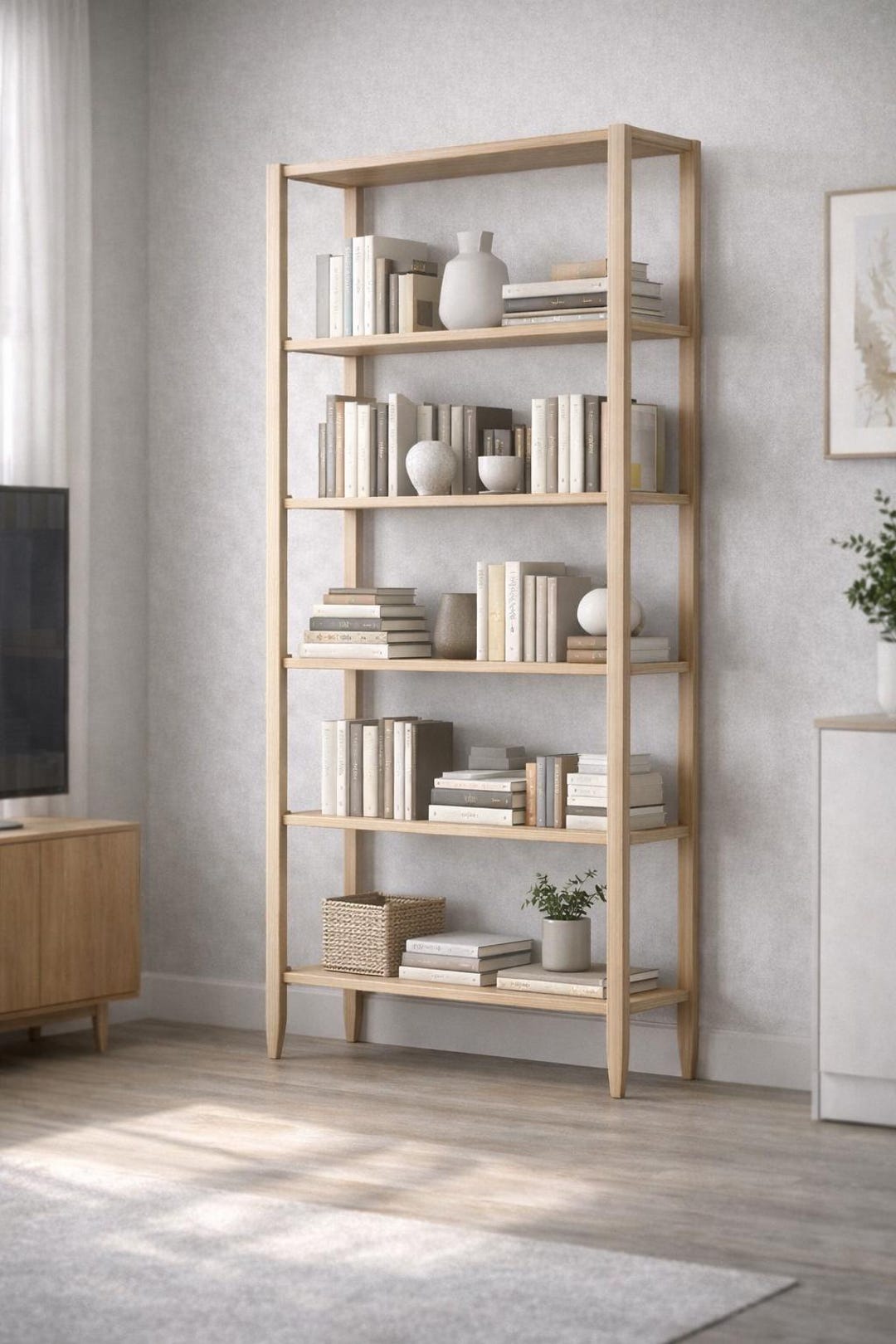 Modern Open Frame Bookshelf Plans PDF - Etsy