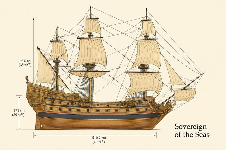 Sovereign Ship Model DIY Plans: Detailed Sailing Ship Blueprint (PDF ...