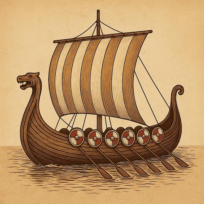 Viking Ship Blueprint – DIY Wooden Longboat Model – Printable PDF Plan ...