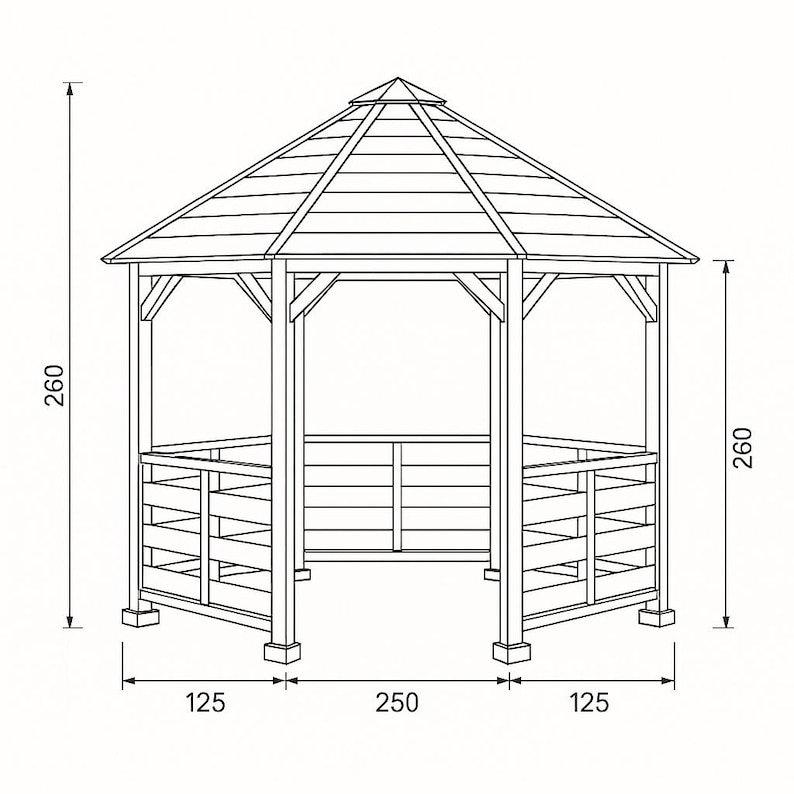 Hexagonal Wooden Gazebo Plan – DIY Outdoor Pavilion Blueprint – PDF ...