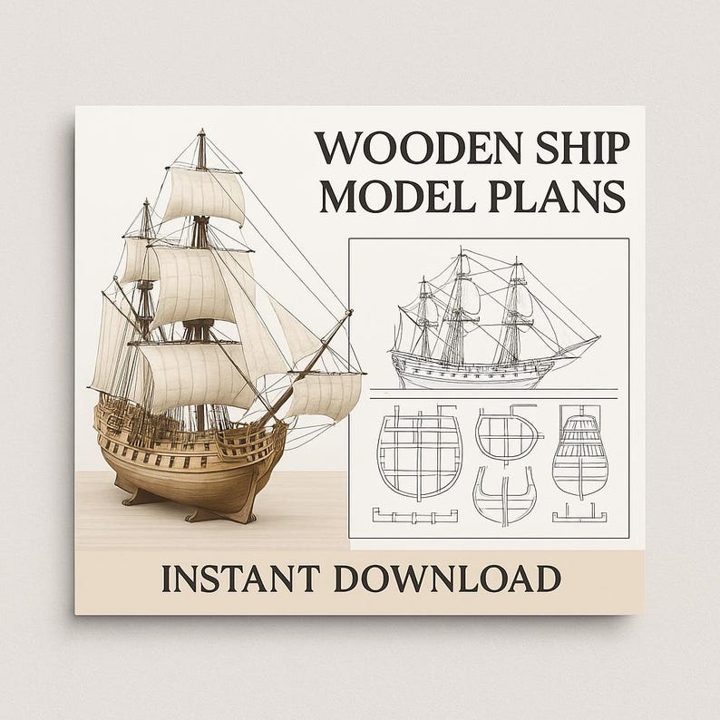 Sailing Ship Model Blueprint – DIY 1:50 Scale PDF Plan - Etsy