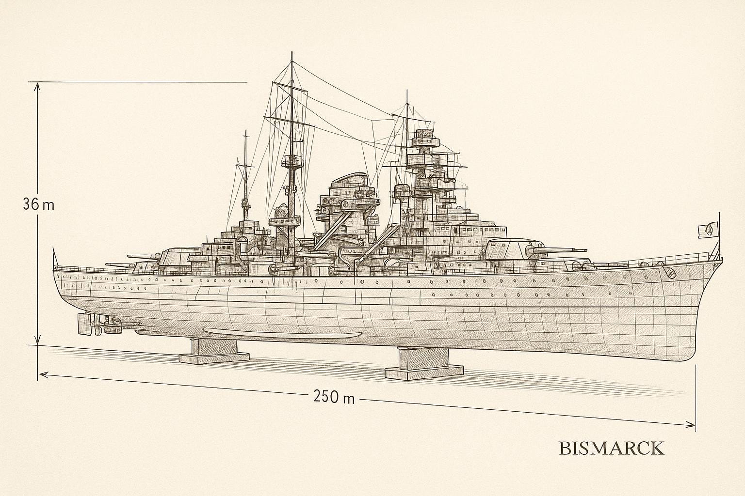 Bismarck Battleship Model Plan: WWII German Warship Blueprint (PDF ...