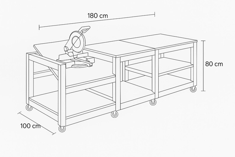 Modular Mobile Workbench Woodworking Plan, DIY Miter Saw Station ...