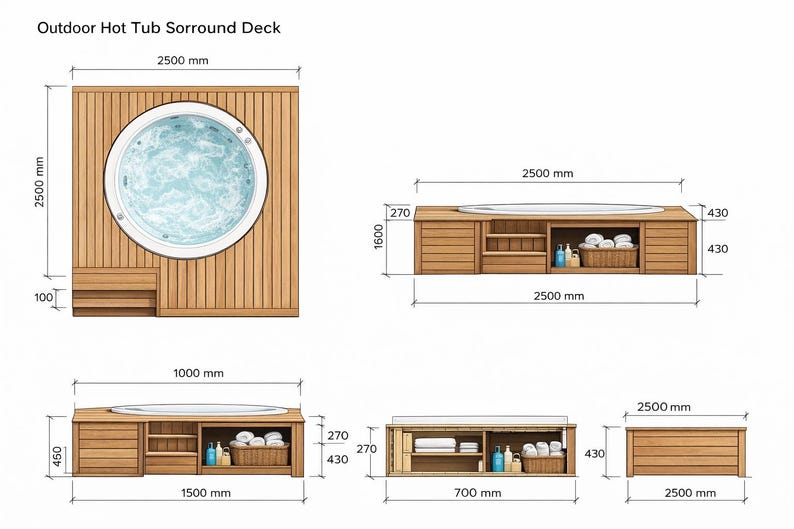 Hot Tub Surround Deck Plans PDF - Etsy