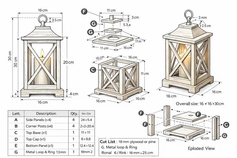 Wooden Christmas Lantern Plans – DIY Holiday Lantern Woodworking ...