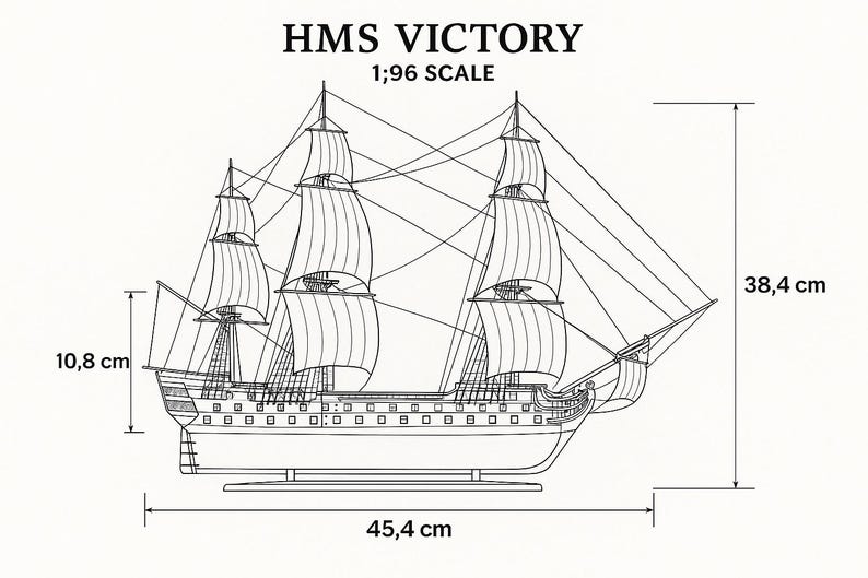 HMS Victory Model Ship Blueprint – 1/50 Scale DIY Wooden Warship Plan ...