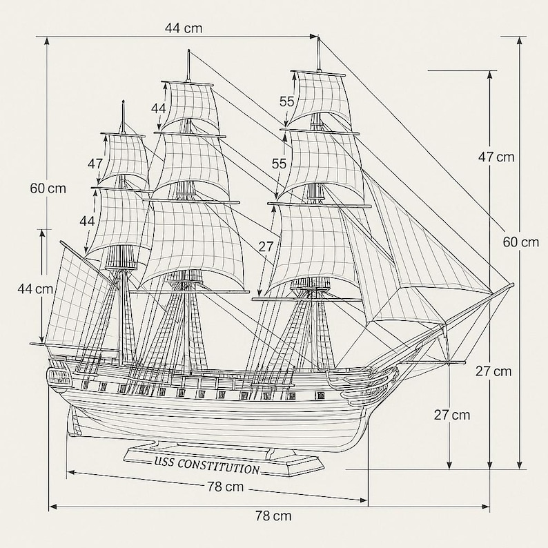 USS Constitution Ship Model Plan PDF Printable Blueprint for DIY Wood ...