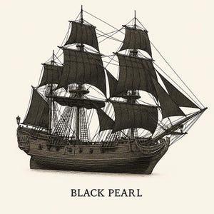 Black Pearl Ship Model PDF Plan: DIY Pirate Ship Blueprint (75cm Length ...