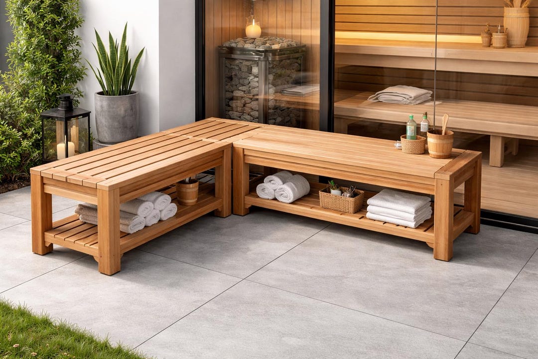 Modular Sauna Bench System Plans – DIY Wooden Sauna Seating PDF ...