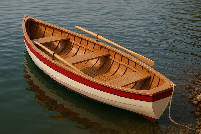 Retro Wooden Rowboat Plan: DIY Canoe Style Boat (printable PDF ...