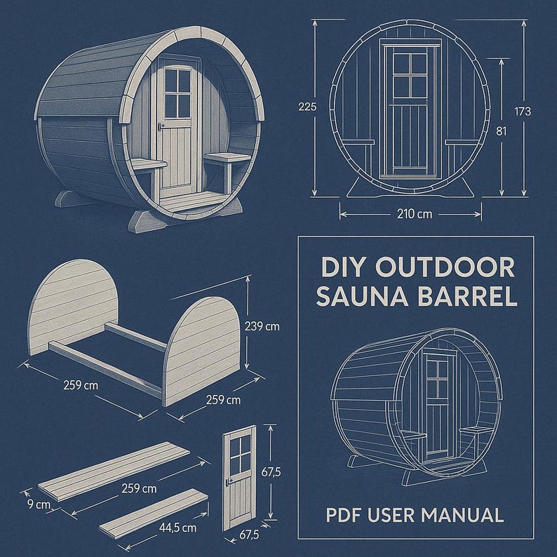 DIY Outdoor Sauna Barrel Plan – Woodworking PDF Blueprint - Etsy