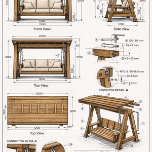 Wooden Garden Swing Plans – DIY Outdoor Porch Swing Seat PDF & ZIP ...