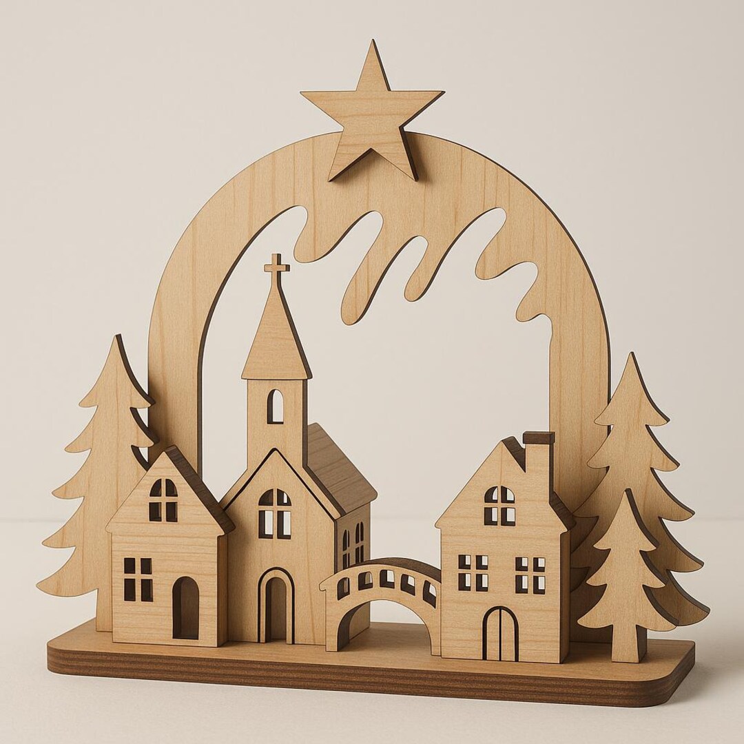 Christmas Village Shadow Box – DIY Layered Wooden Holiday Decor Plan - Etsy