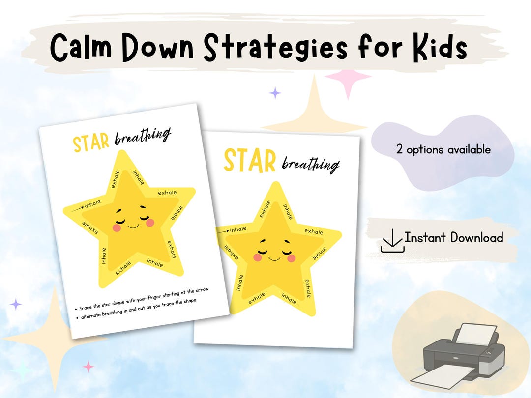 Star Breathing Printable | Kids Calm Down Tool, Mindfulness Activity ...