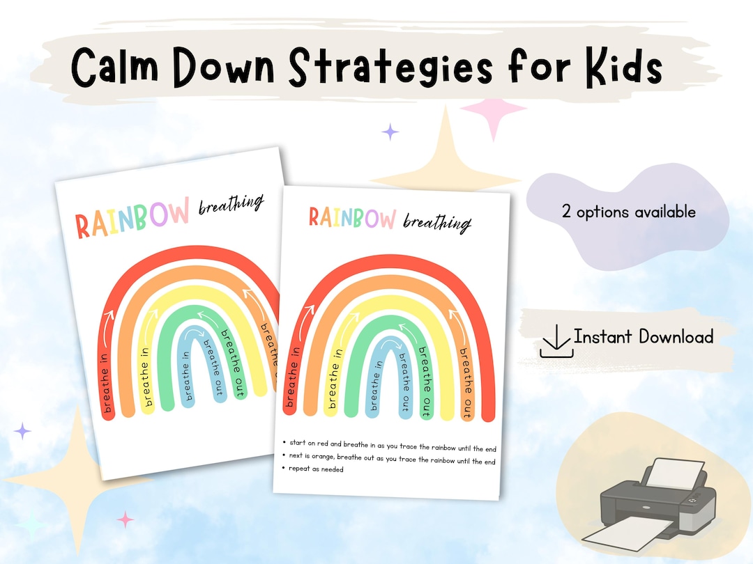 Rainbow Breathing Printable | Kids Calm Down Tool, Mindfulness Activity ...