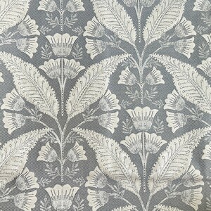Premium Gray White Leaf Floral Design Semi Shine Jacquard Drape Custom ...
