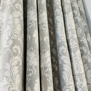 Ready to Ship Grey White Damask Embroidery Curtain Flat Panel Curtain ...