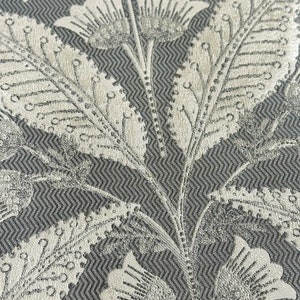 Premium Gray White Leaf Floral Design Semi Shine Jacquard Drape Custom ...