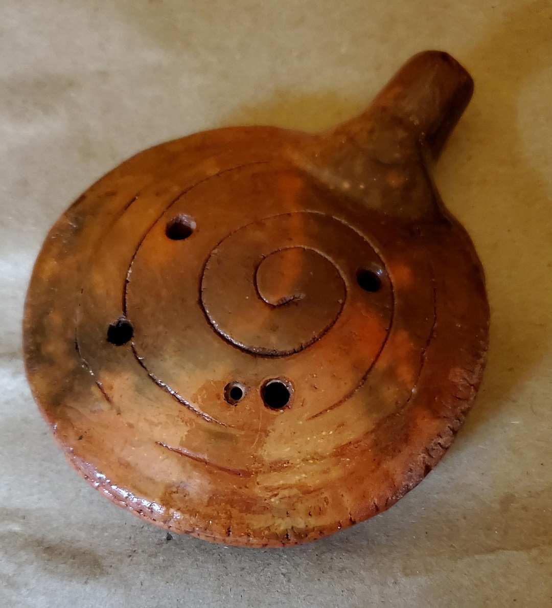 Xun/ocarina in Red Raku (earthenware) -a Snail! - Etsy