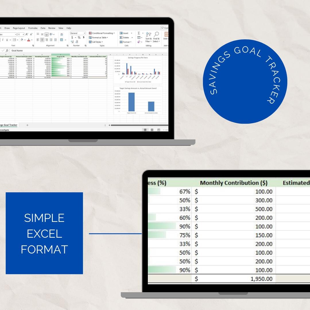 Savings Goal Tracker Excel | Editable Sinking Fund Spreadsheet | Budget ...