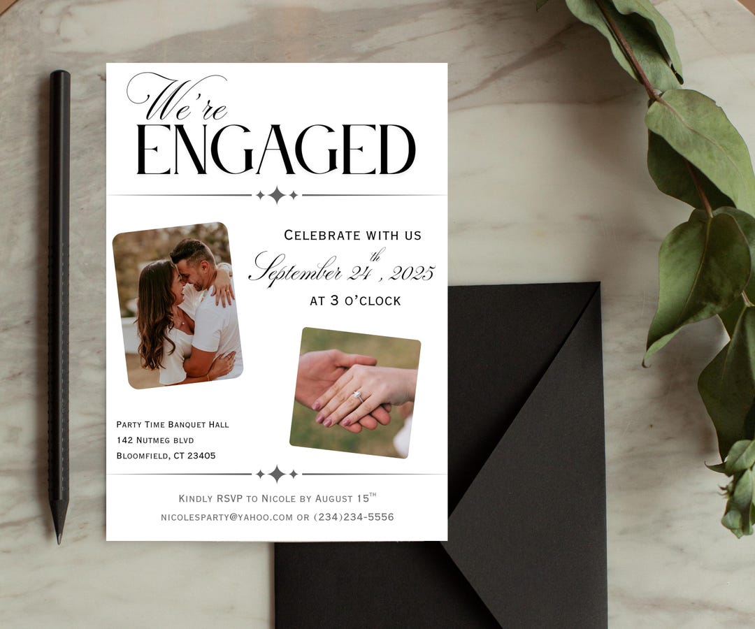 Minimalist Photo Engagement Invitation Card, Modern Wedding Invitation ...