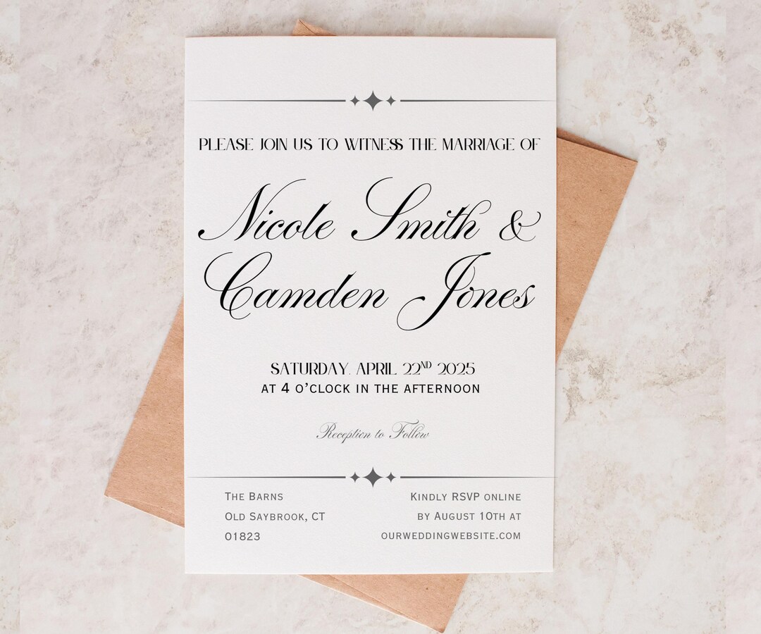 Minimalist Clean Wedding Invitation Card, Modern Wedding Invitation ...