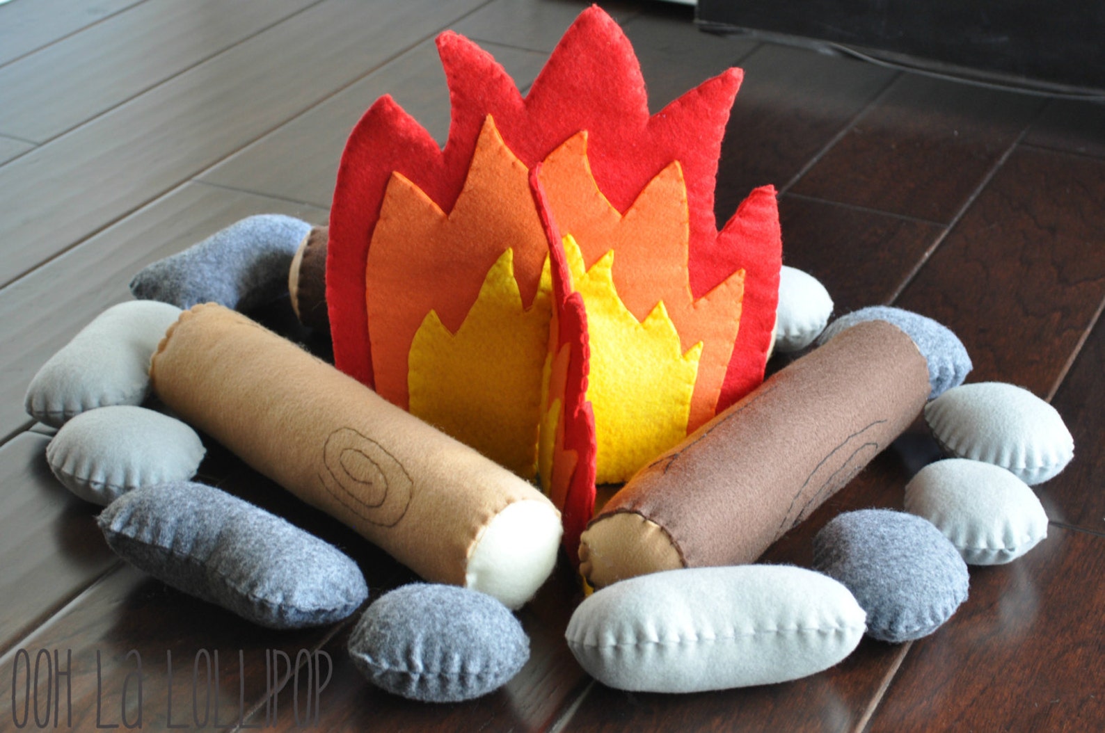 Felt Campfire includes fire logs rocks and a drawstring bag | Etsy
