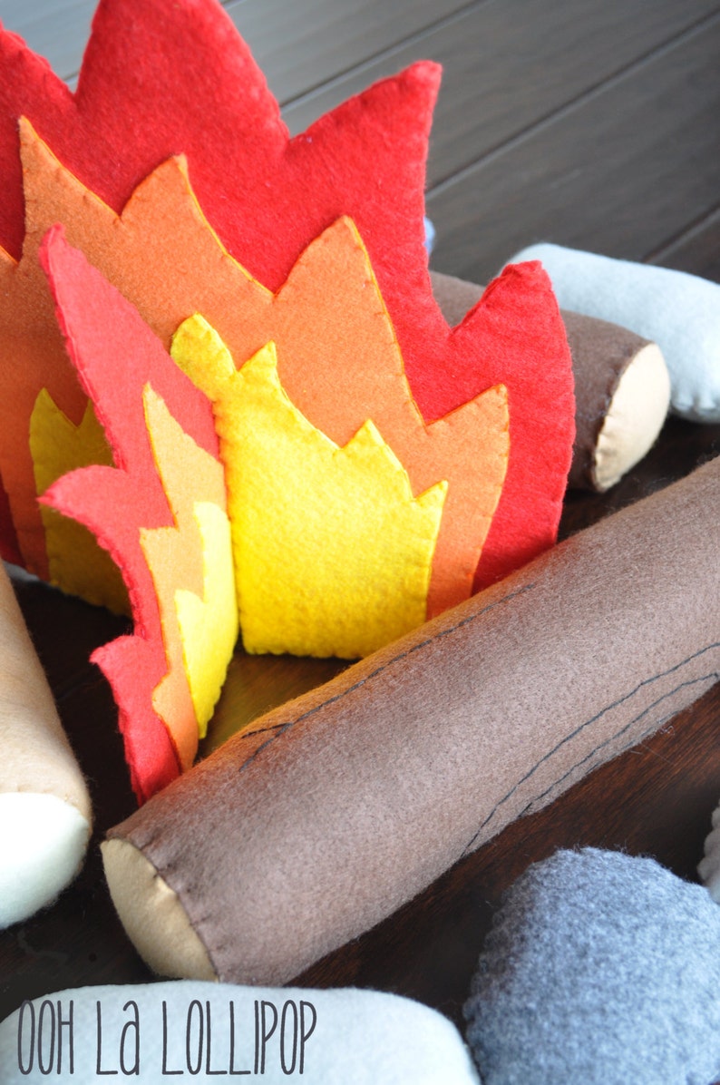 Felt Campfire includes fire logs rocks and a drawstring bag | Etsy