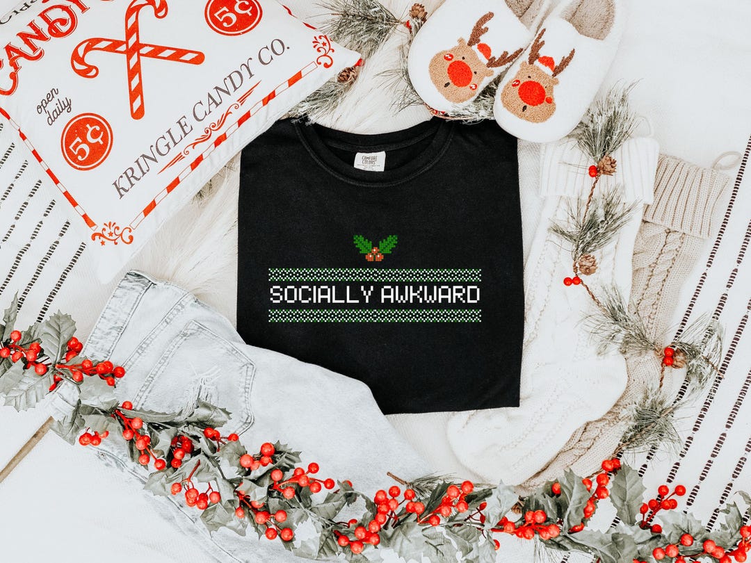 Funny Minimalist Christmas Tshirt Ugly Sweater Aesthetic Gen Z ...