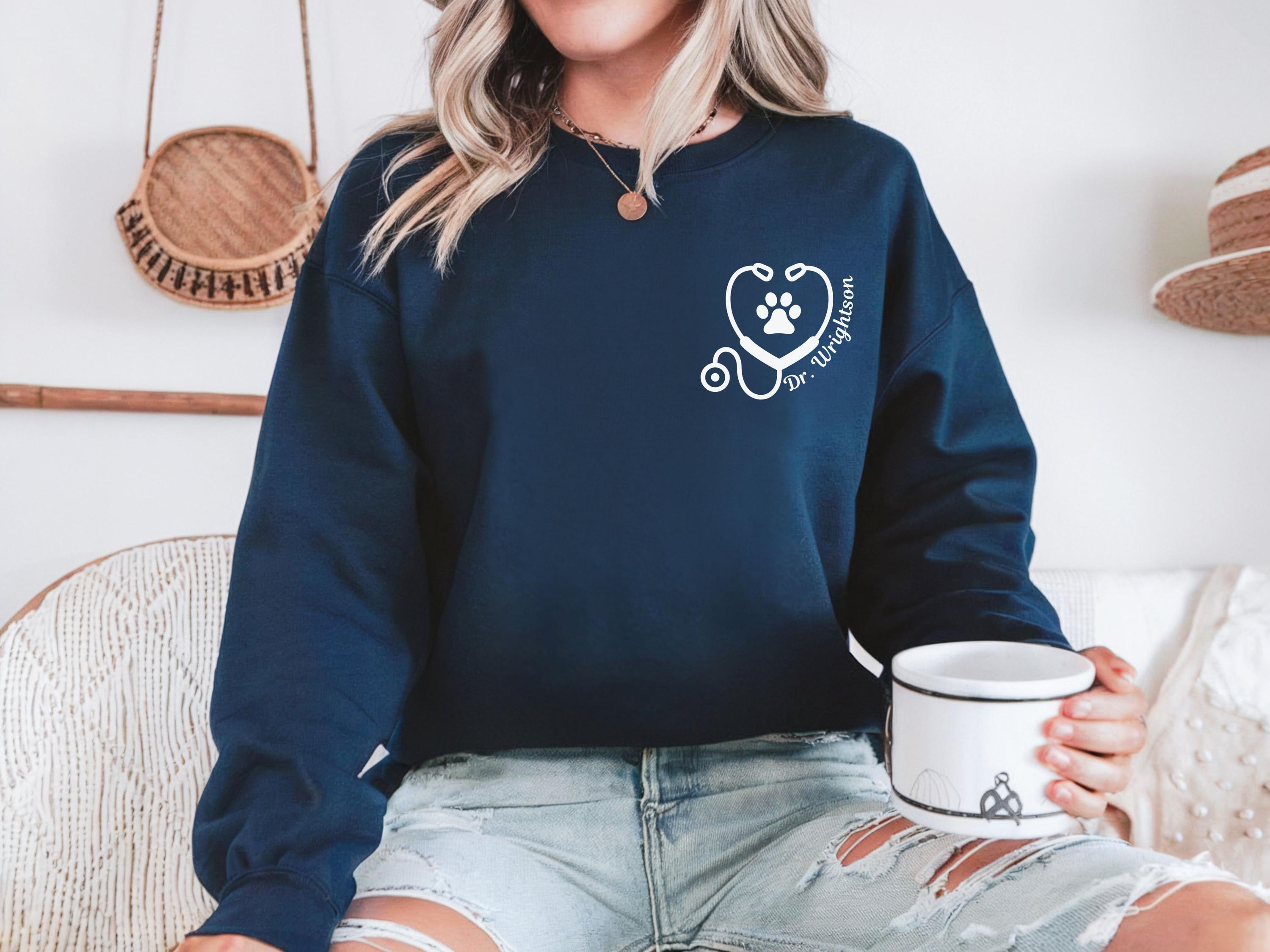 Custom Vet Tech Double Side Sweatshirt Veterinarian Hoodie Animal Lover ...