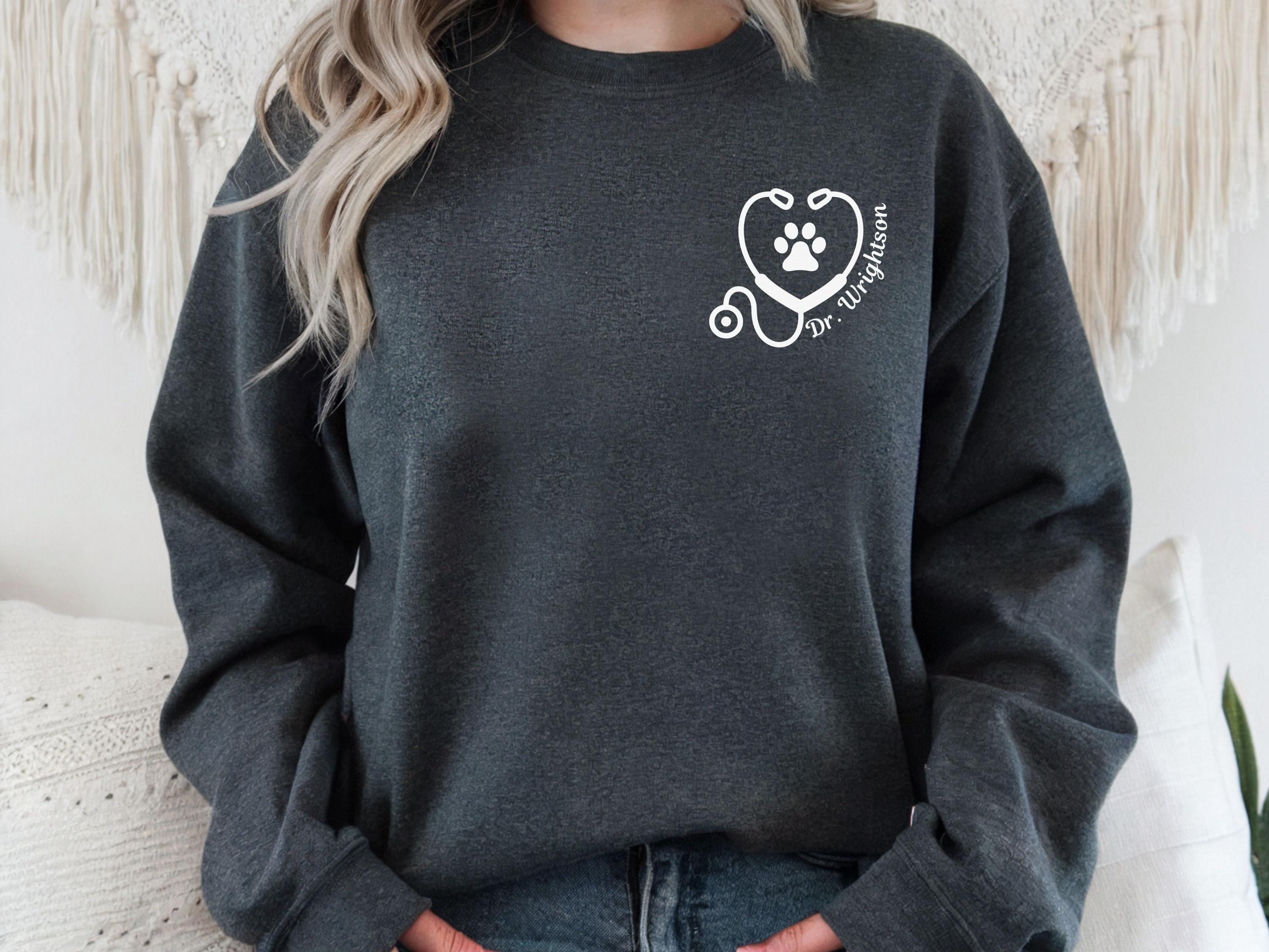 Custom Vet Tech Double Side Sweatshirt Veterinarian Hoodie Animal Lover ...