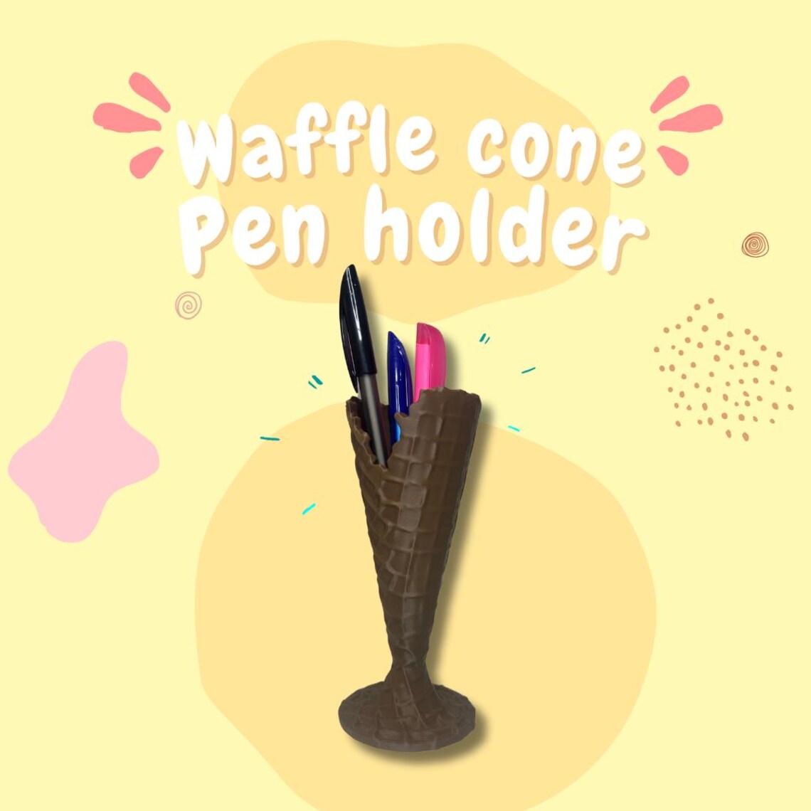 Waffle Cone Pen Holder: Fun Desk Organizer - Ice Cream Theme - Etsy