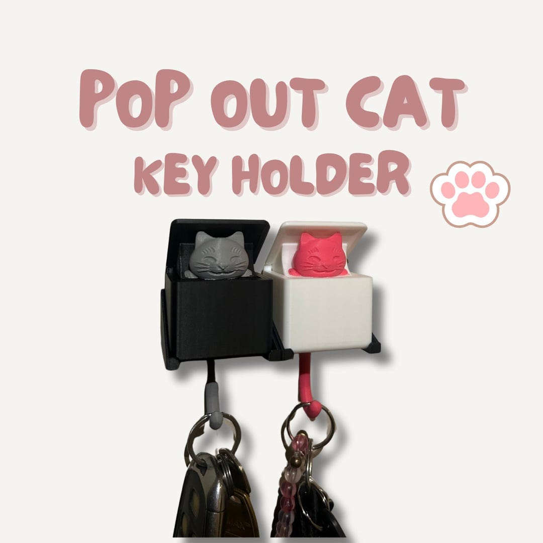Pop Out Cat Keyholder, Cat Lover Gift, Wall Mounted Key Organizer, Cat ...