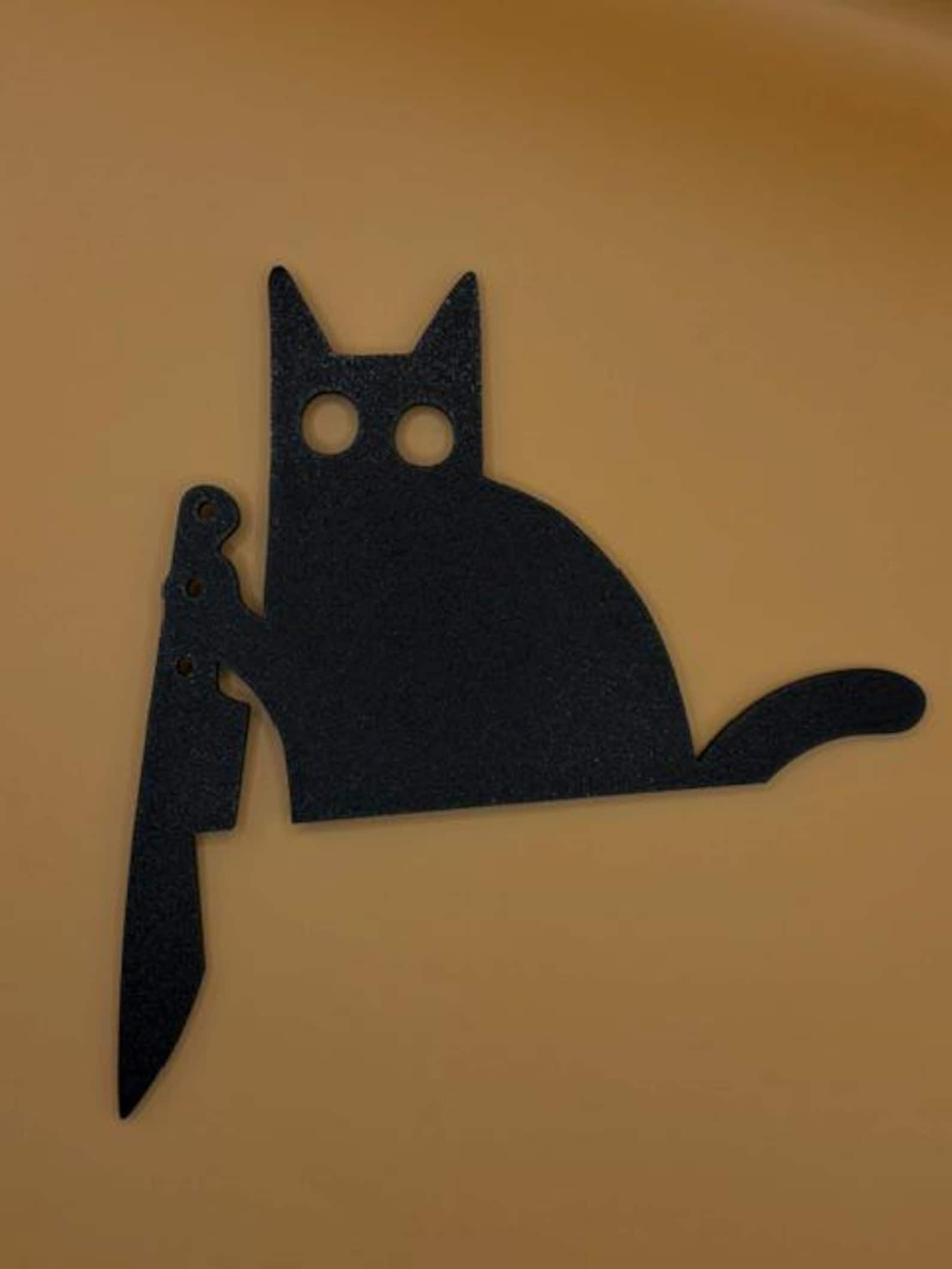 Funny Cat With Knife for Door Frame | Halloween Themed House Decor ...