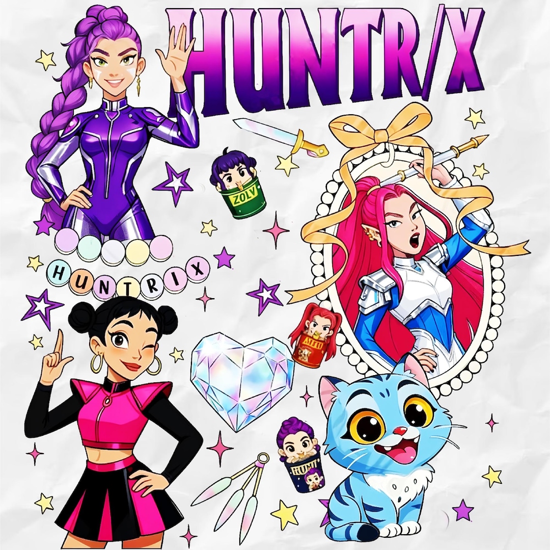 Huntrix Demon Hunters Clipart, Kpop Anime Girls PNG (digital Download ...