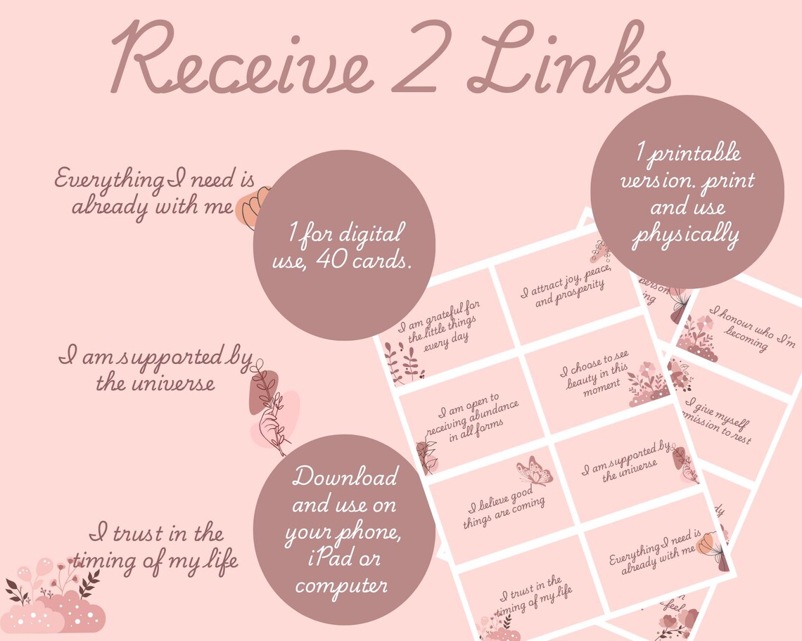 Printable Floral Affirmation Cards | 40 Positive Affirmations for Self ...