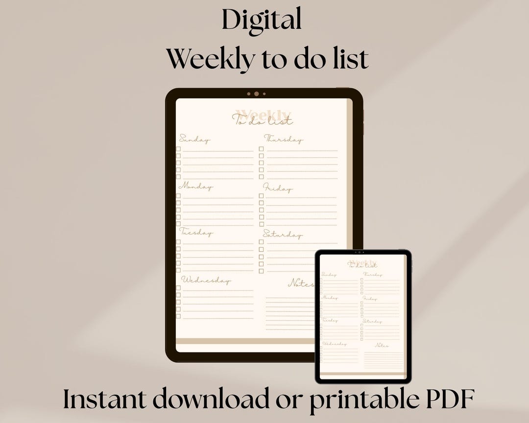Minimalist Weekly Planner Printable | 1-page Undated Weekly Layout ...