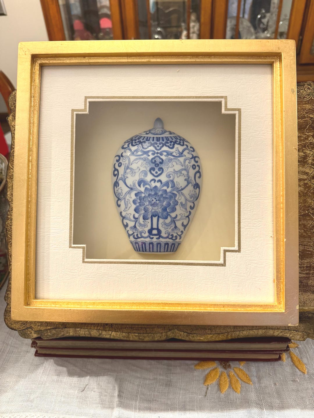 Ceramic Blue White Ginger Jar Shadow Box - Etsy