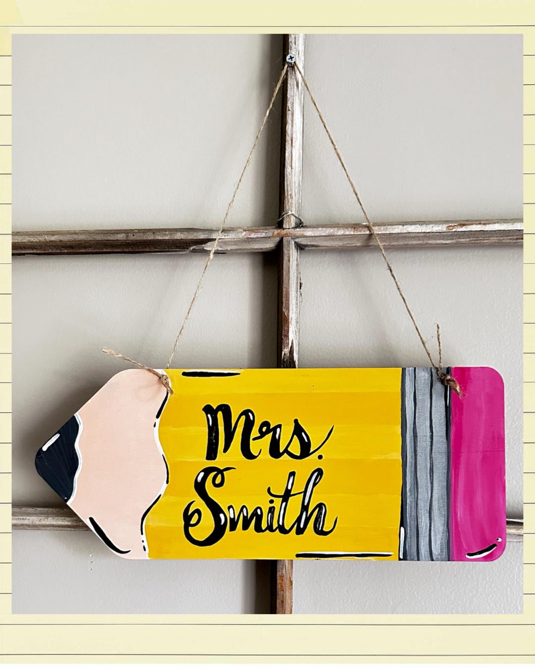 Custom Teacher Name Pencil Sign | Personalized Wooden Teacher Gift ...