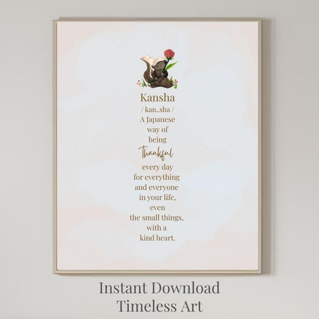 Kansha Watercolor Nursery Print — Skunk With Rose (digital Download) - Etsy
