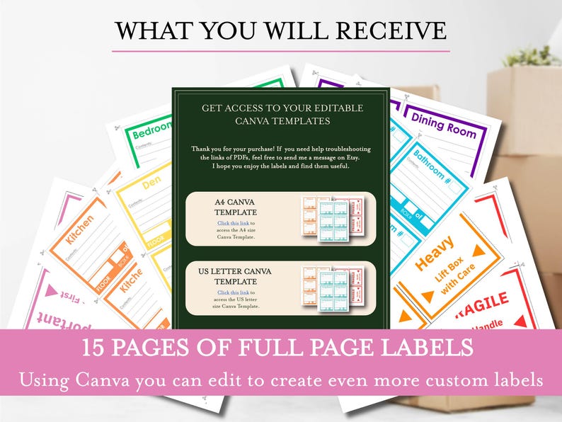 Printable Moving Box Labels: Editable Box Label Templates (digital ...