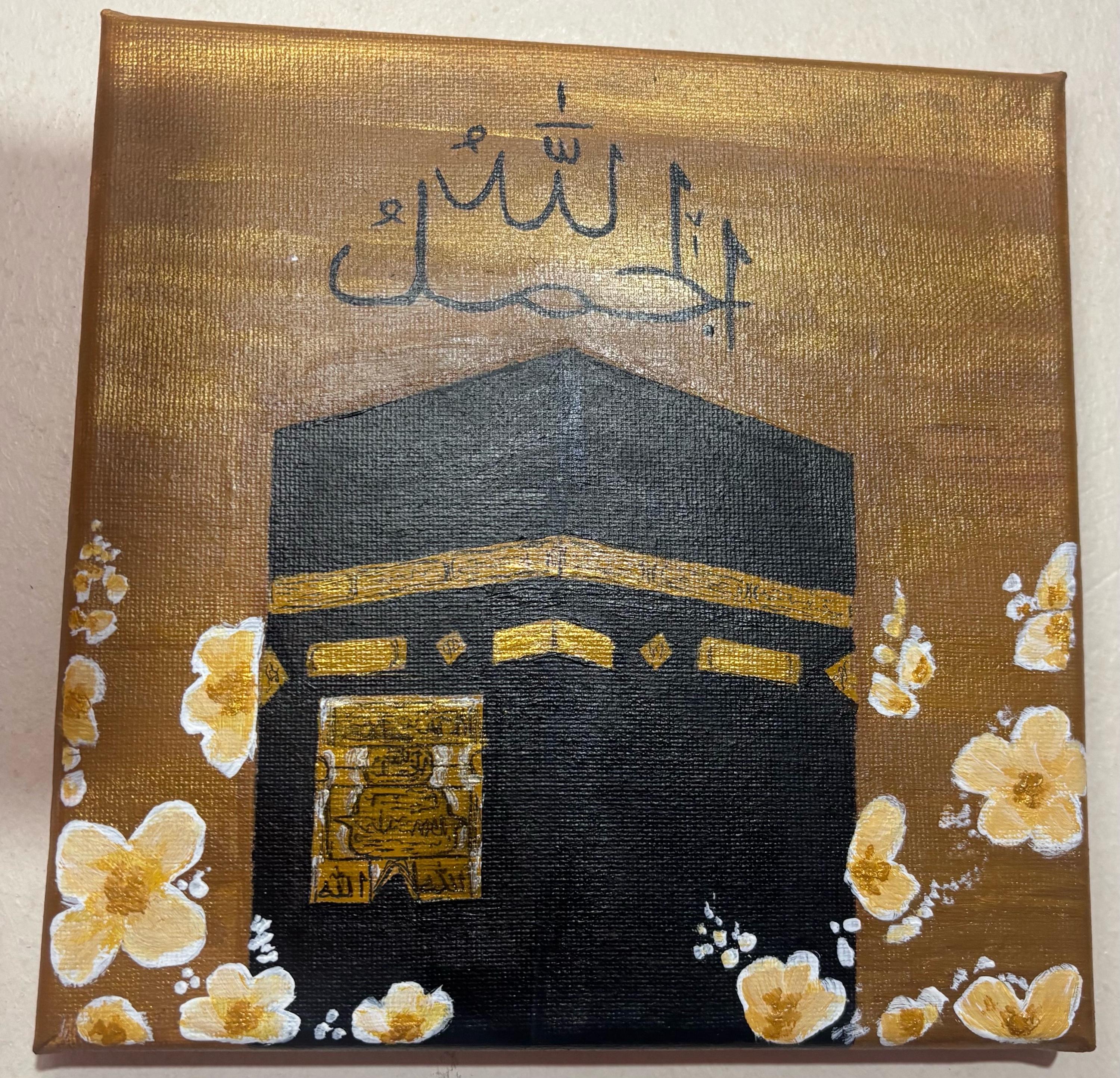 ORIGINAL Kaaba Art With Blossoming Flowers – Islamic Wall Painting - Etsy
