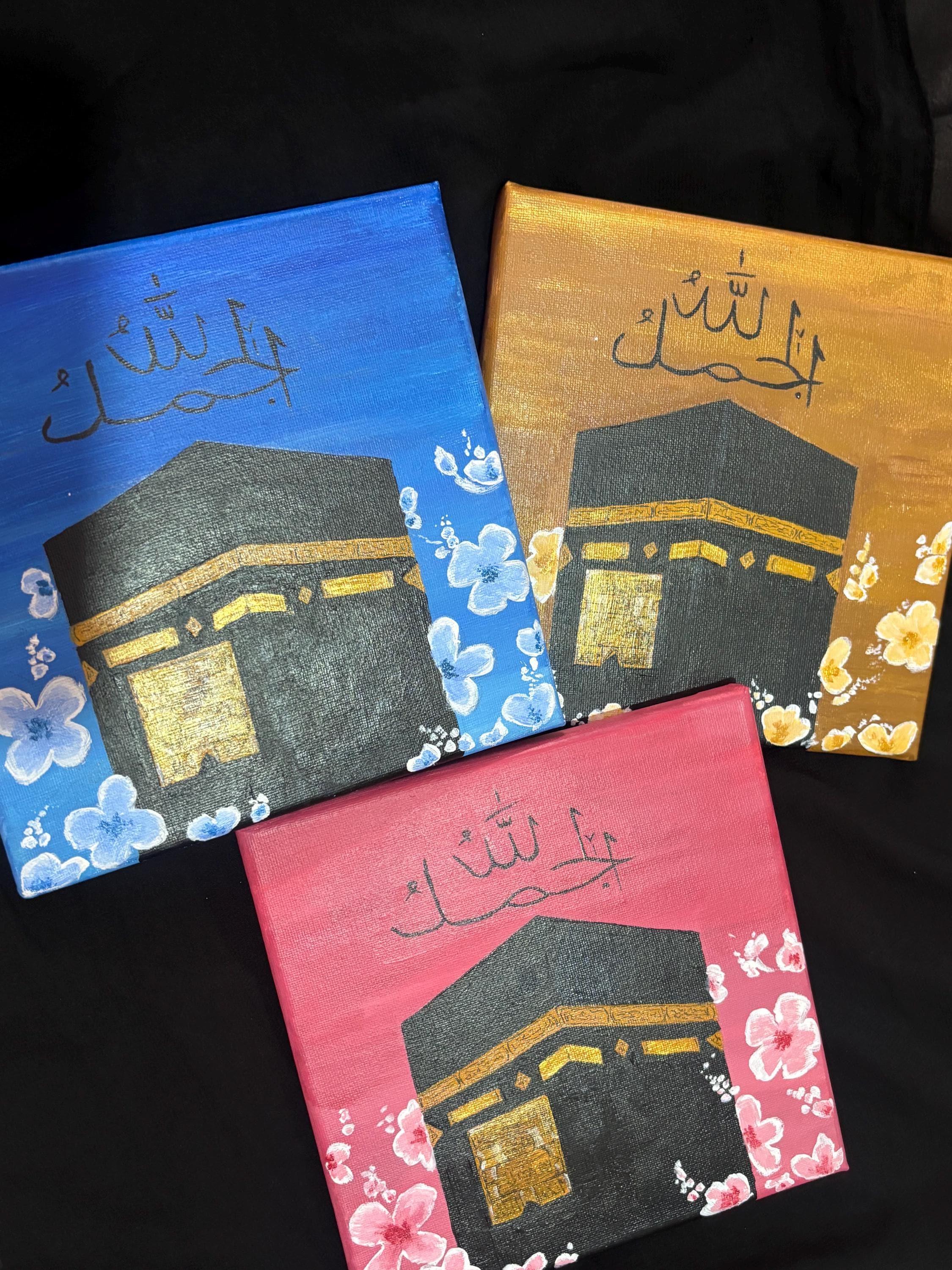 ORIGINAL Kaaba Art With Blossoming Flowers – Islamic Wall Painting - Etsy