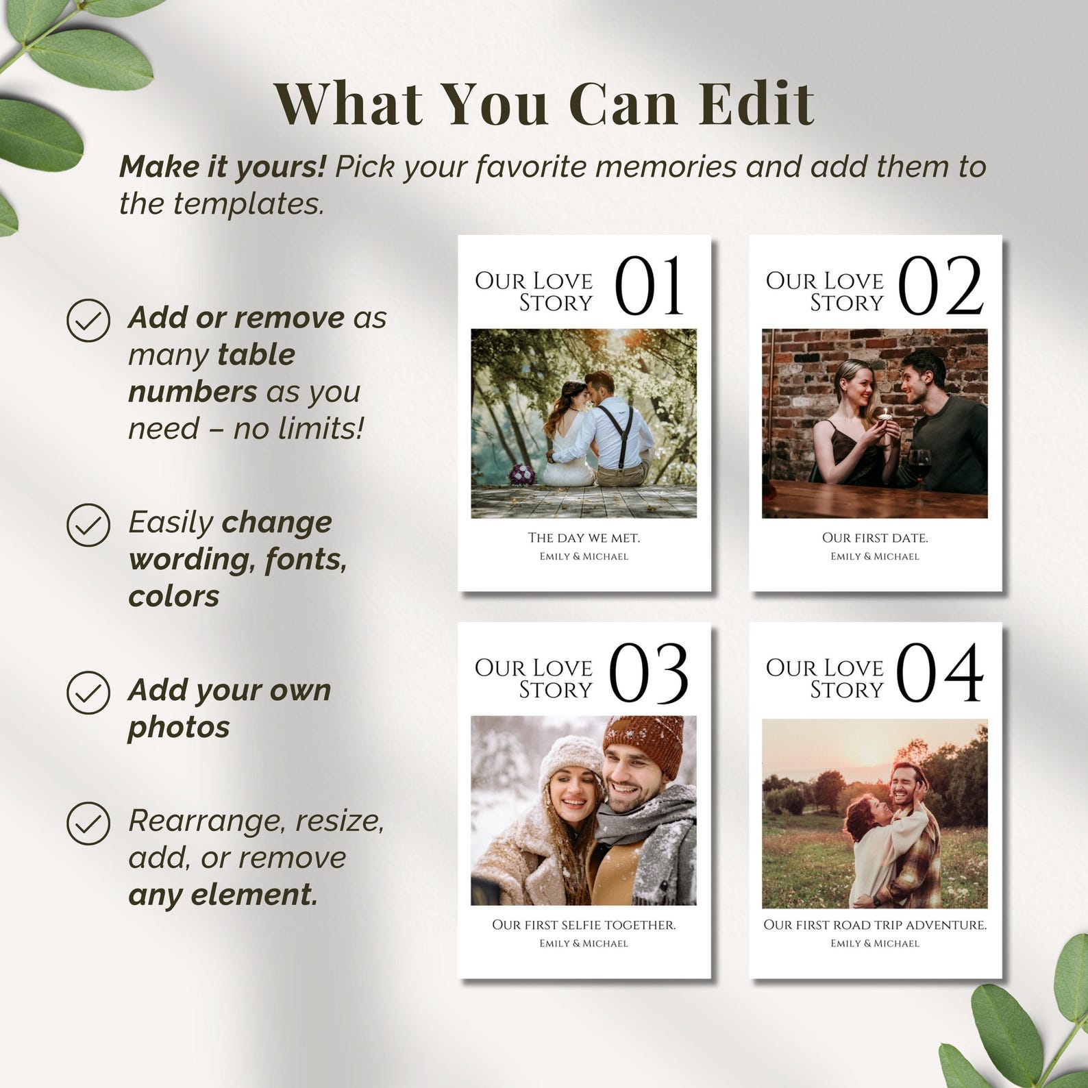 Table Numbers Wedding Template With Photos Printable Table Cards Custom ...