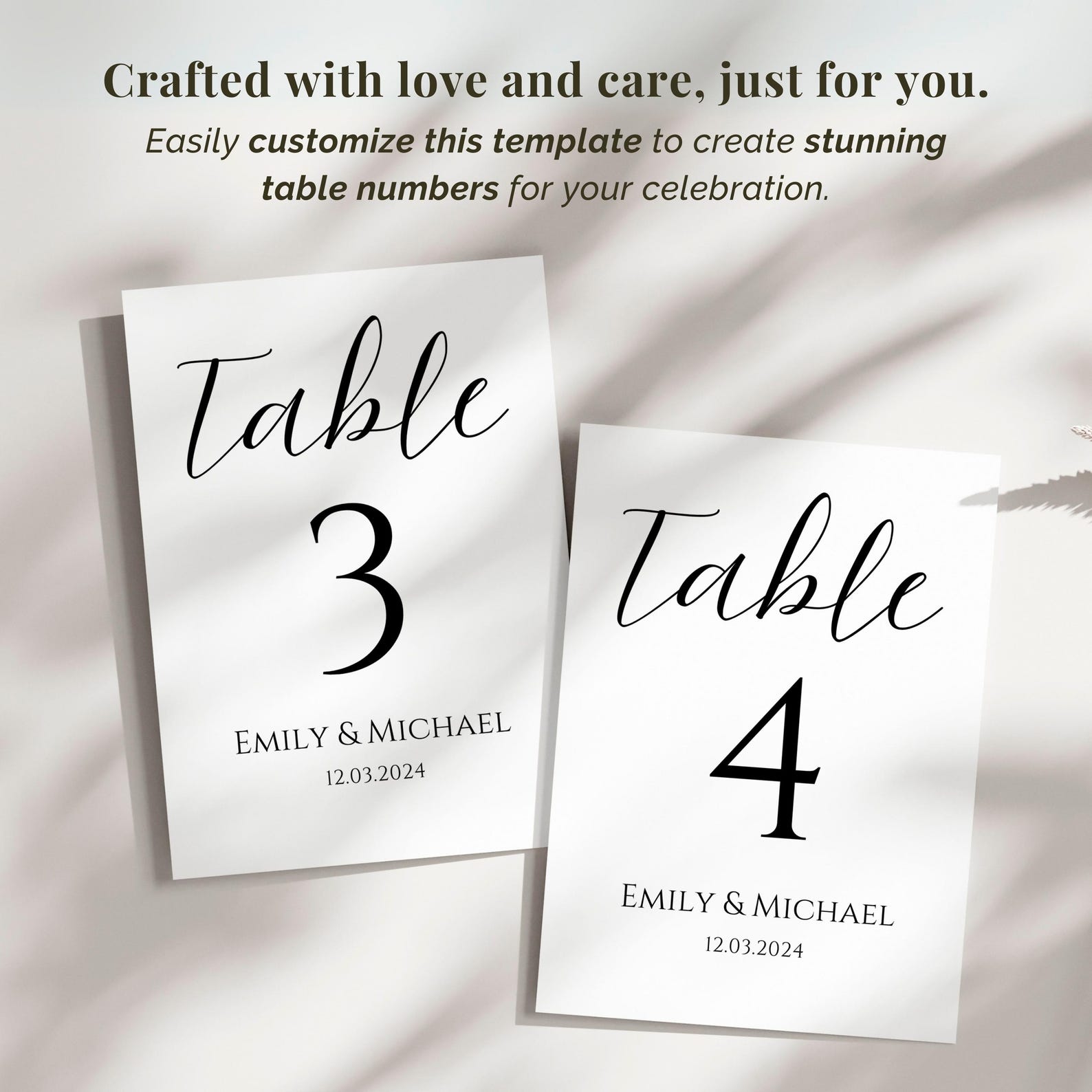 Wedding Table Numbers Canva Template, Elegant Table Number Signs ...